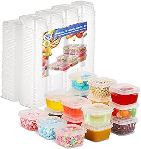 Amazon.com: RIKICACA 1 oz Square Plastic Containers with Lids(200 Pack ...