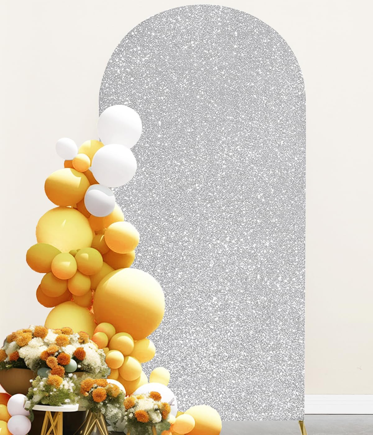 Amazon.com : 7.2 FT Arch Backdrop Cover Silver Sequin Arch Backdrop ...