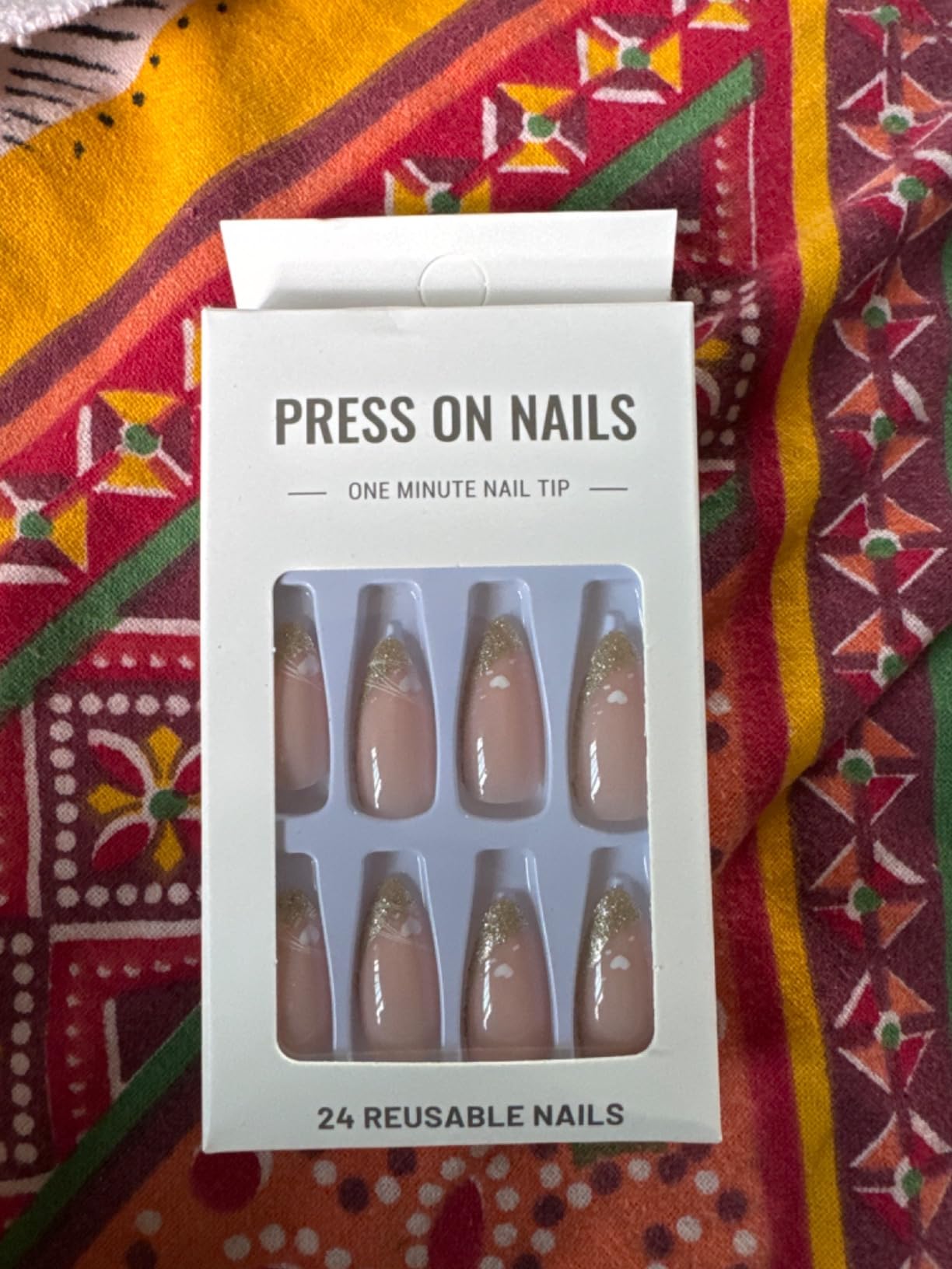 Buy Gloss & Go 24 Reusable Artificial Fake Nail Set| Peach Color With ...