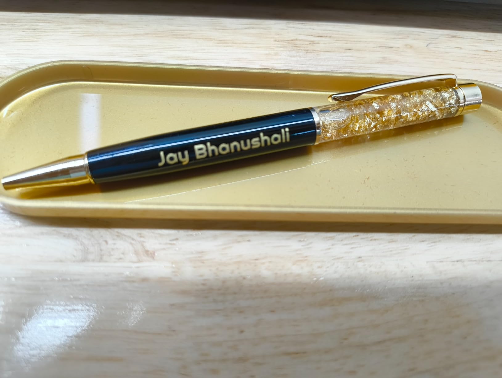 PRINTIQUE CREATIONS Personalized Gold flake pen with name engraved ...