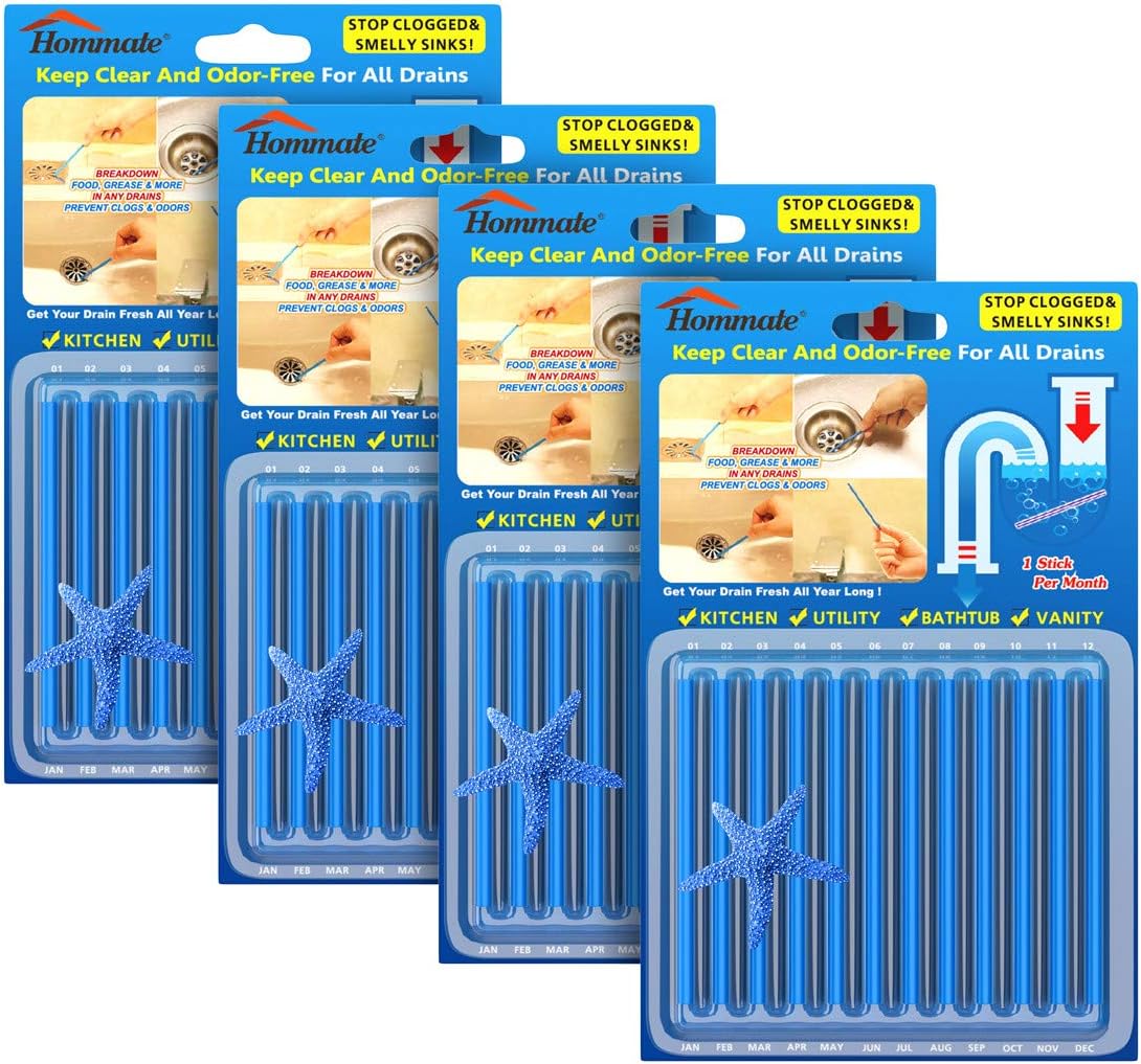 Hommate Drain Sticks Drainstix Cleaner Sticks for Drains Powerful Clog ...