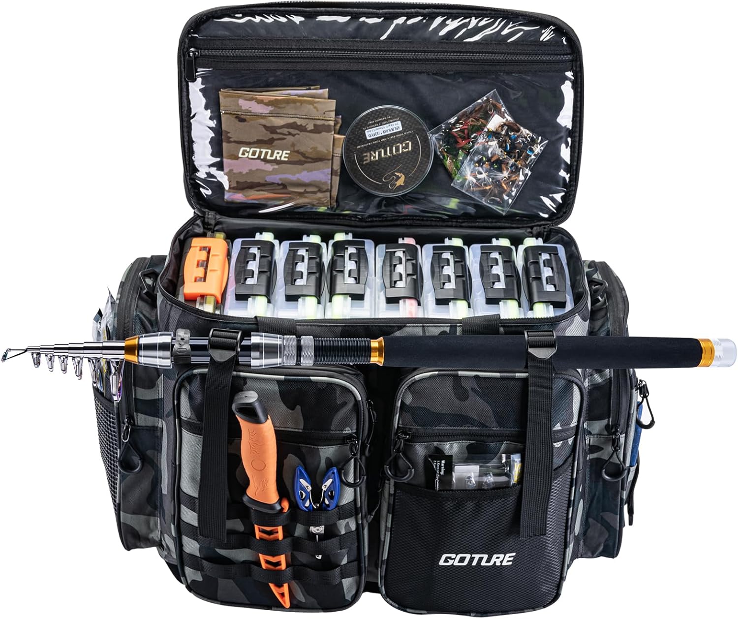 Amazon.com: Goture Large Tackle Bag,Store Up to 8PCS 3700 Plus 4PCS ...
