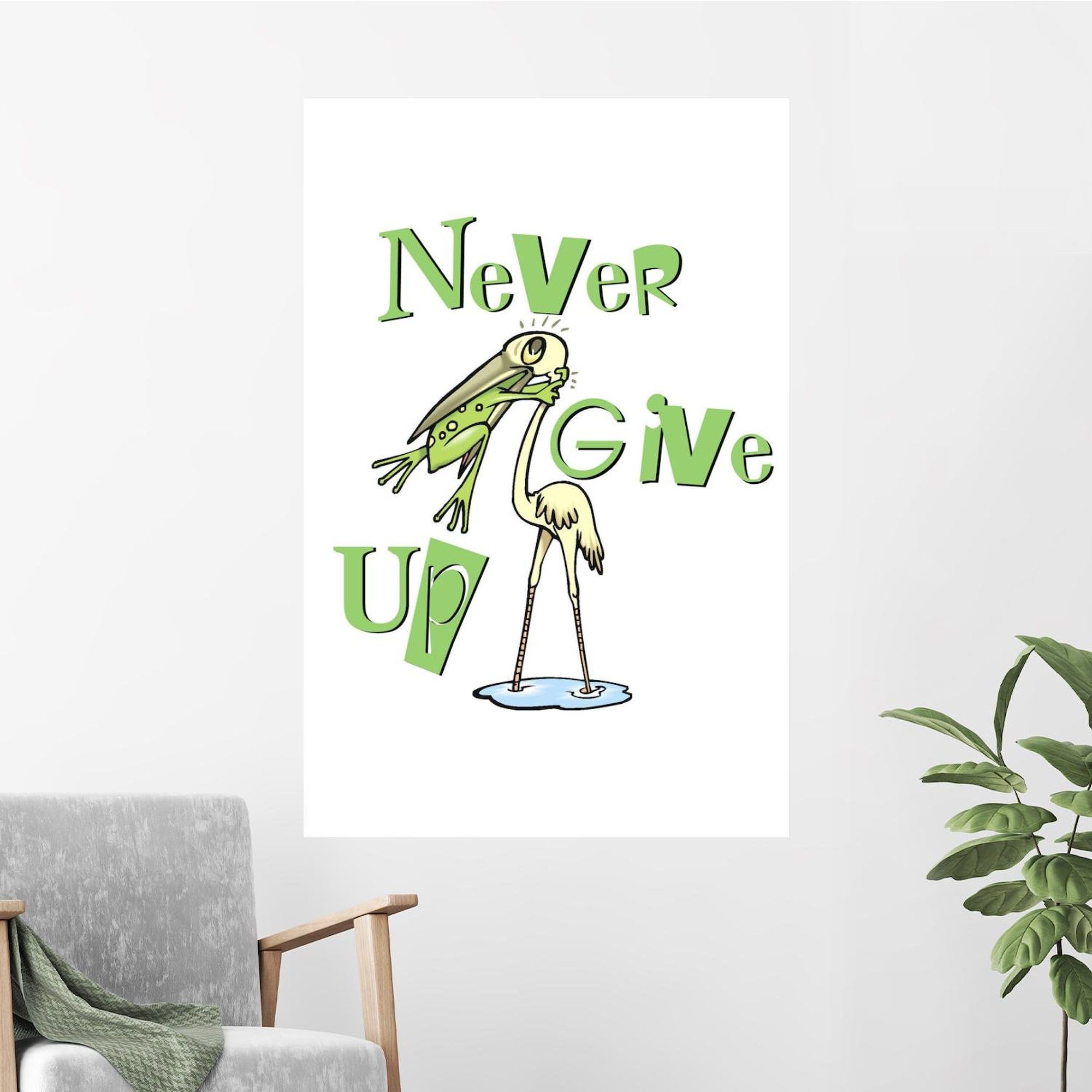 Never Give Up Poster Frog Choking Bird Mind Over Marathon. Already Few
