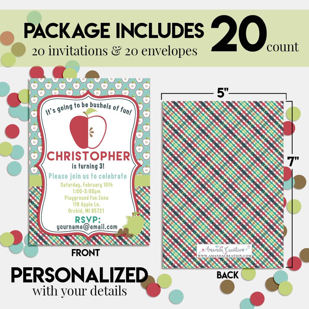 Apple Orchard Invitation Apple Birthday Invitation Editable Template,