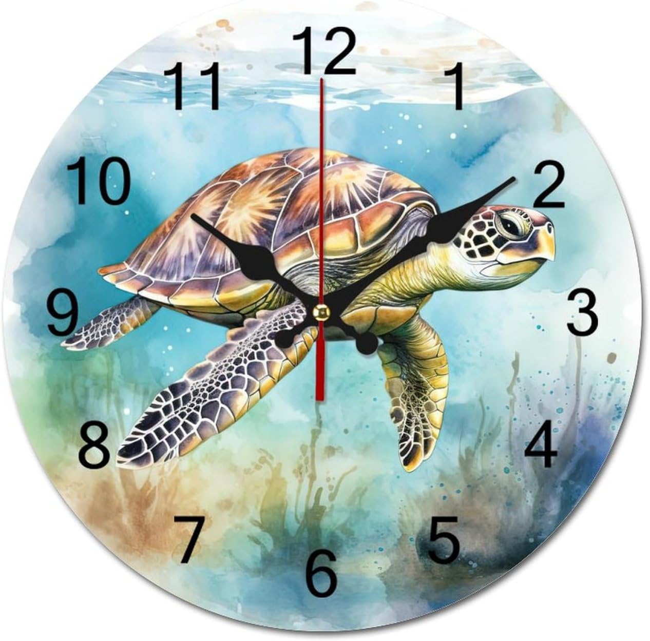 Amazon.com: Silent Wooden Wall Clock with Trippy Turtle Pattern ...