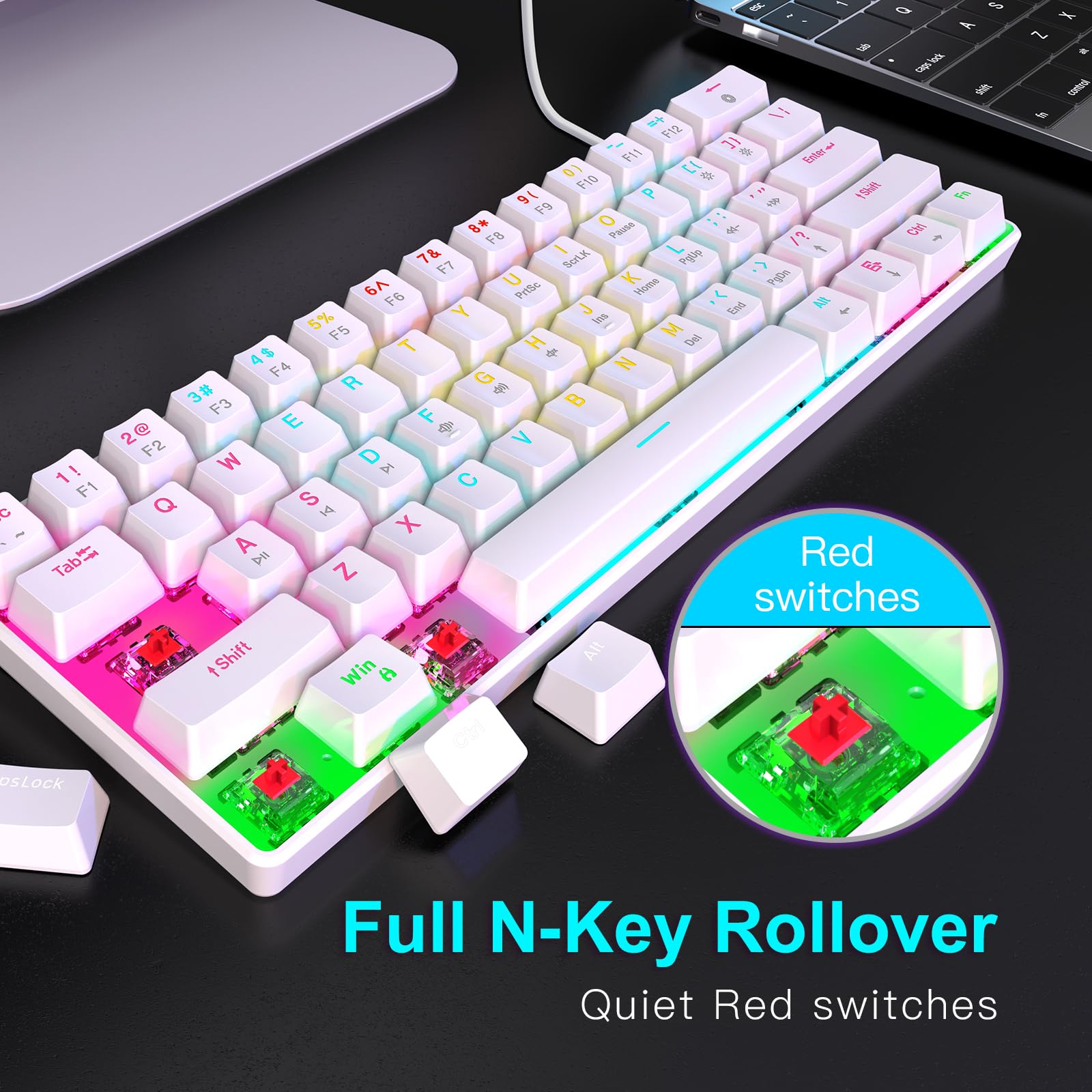 Snapklik.com : RAZEAK Portable 60 Percent Keyboard, Compact 61 Keys ...