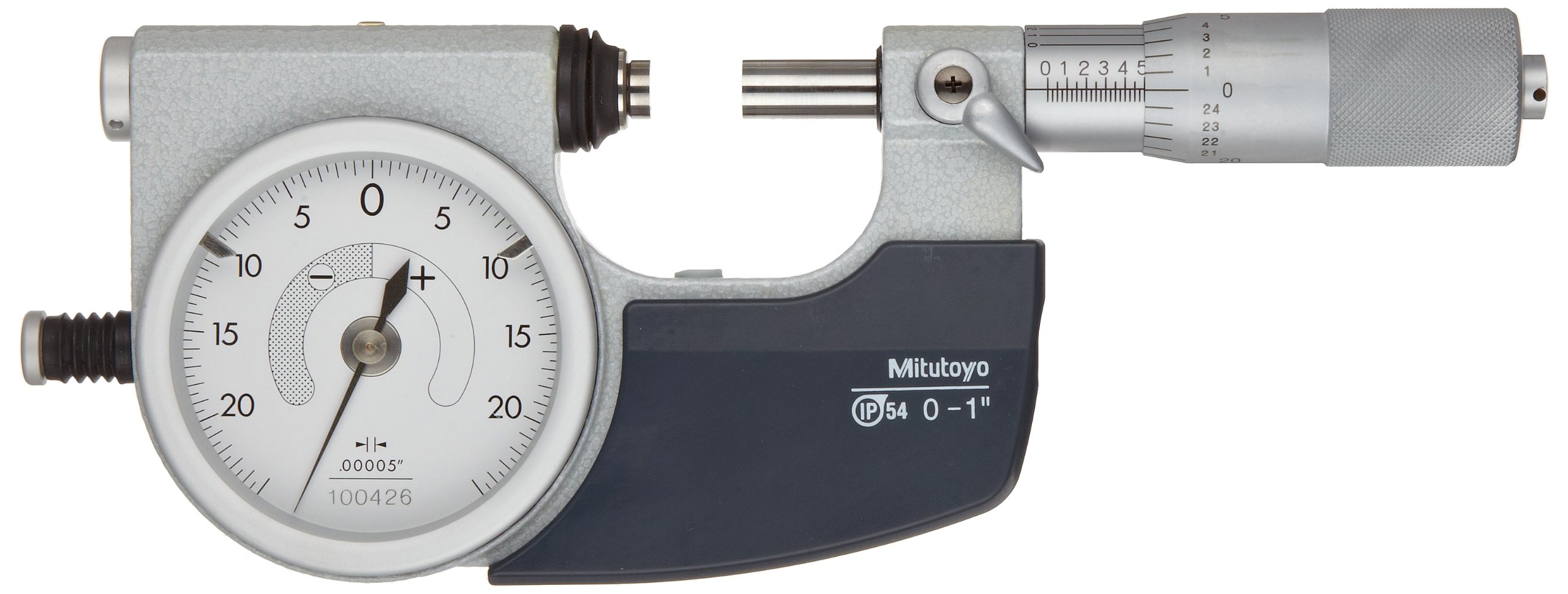 Mitutoyo 510-131 Dial Indicating Micrometer, Ratchet Stop, 0-1" Range ...
