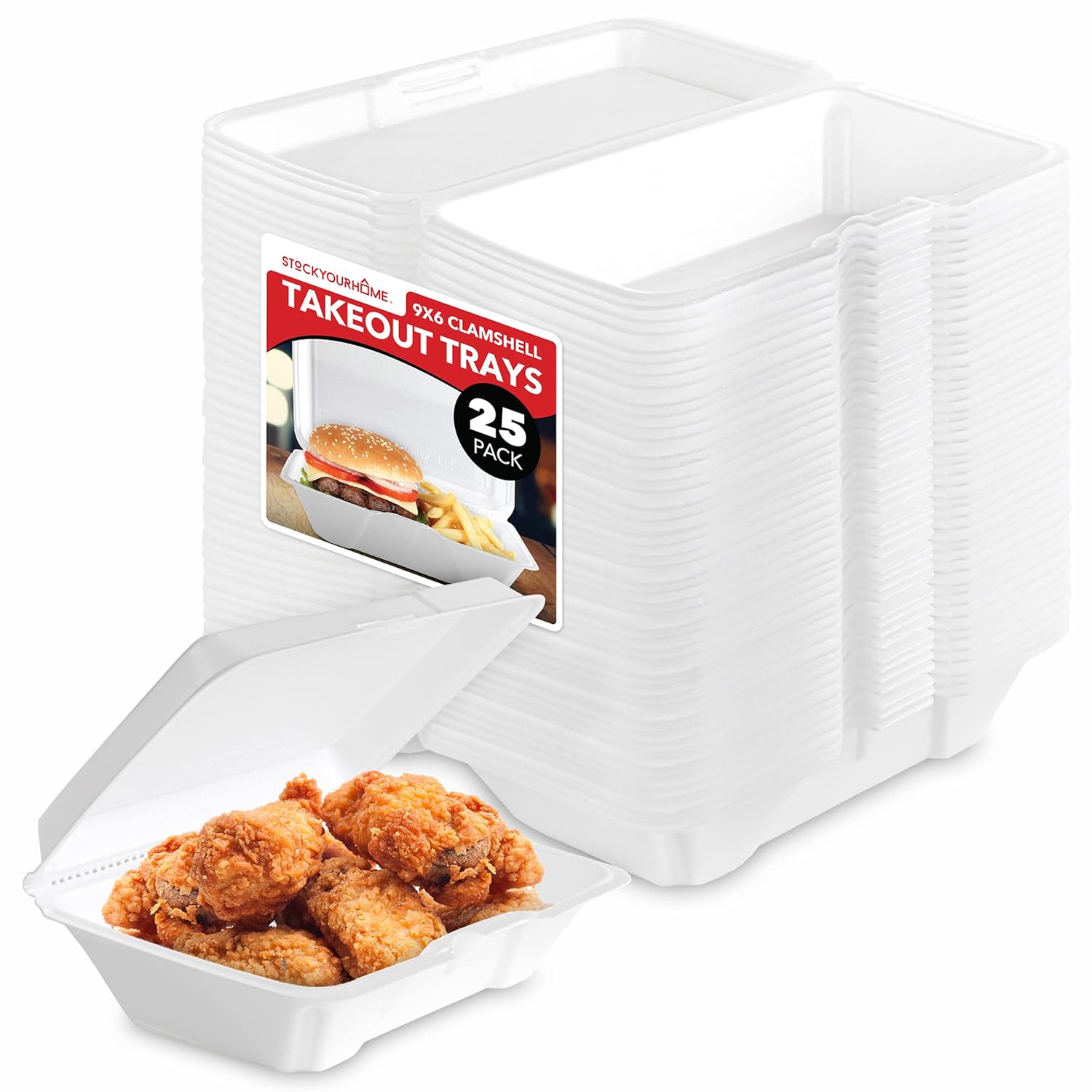 Amazon.com: Stock Your Home 9x6 Clamshell Take Out Boxes (25 Pack ...