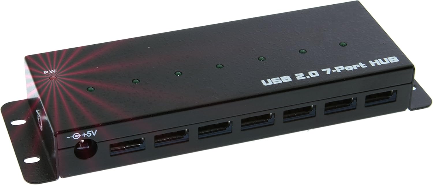 Amazon.com: 7 Port USB 2.0 High-Speed Rugged Industial Hub with LED ...