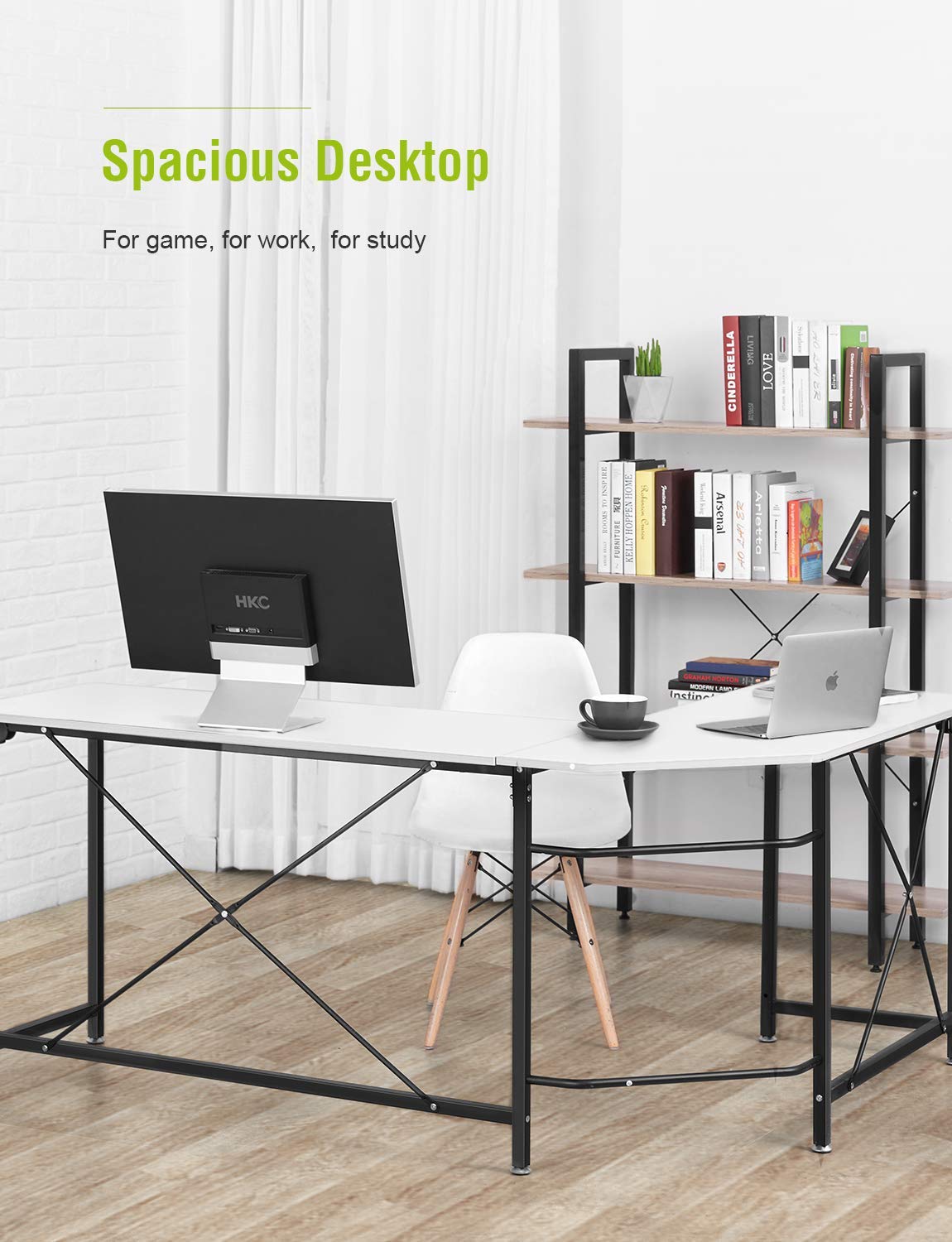 Buy AuAg 66” L Shaped Desk Modern Computer Table PC Laptop Study ...