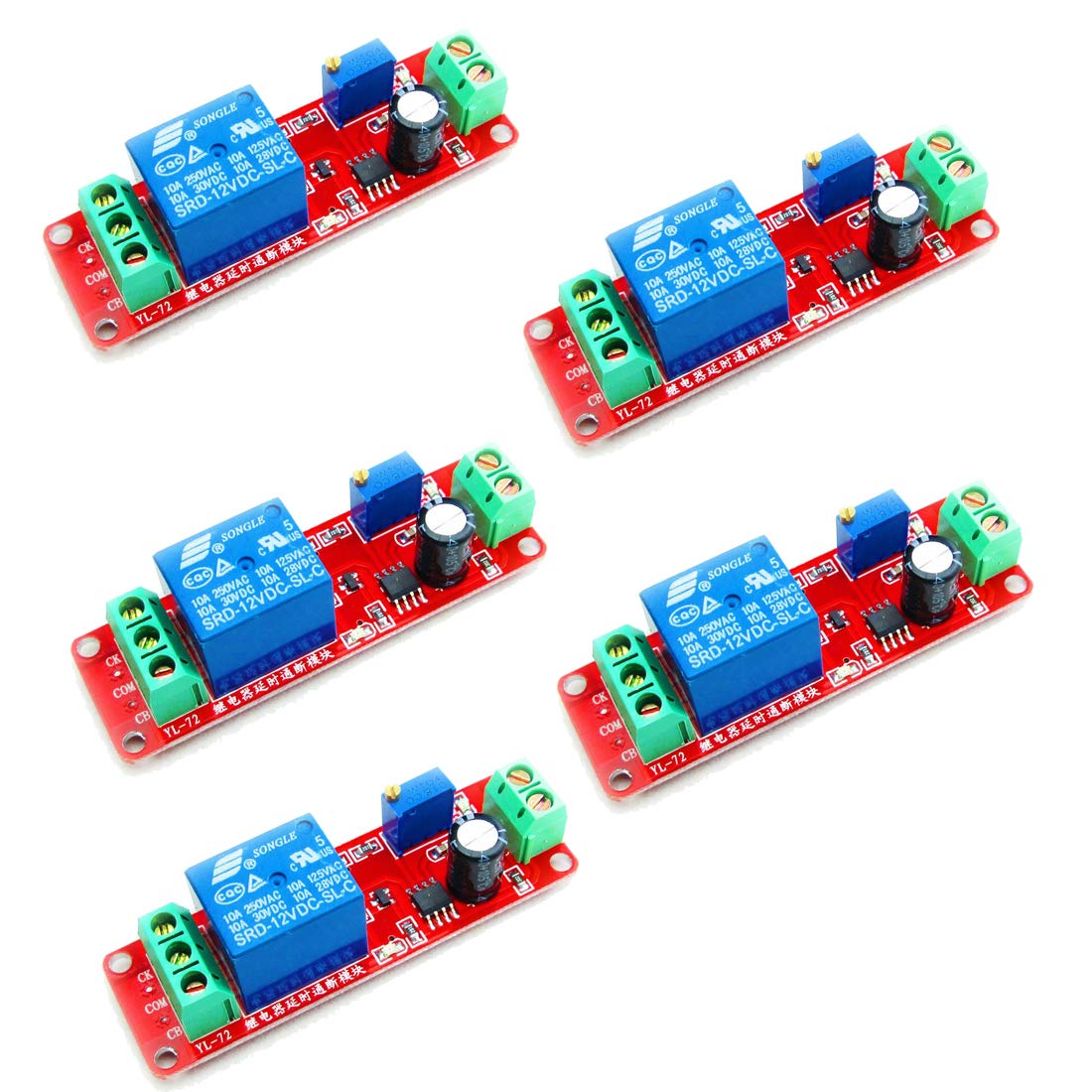 Hailege 5pcs NE555 DC 12V Delay Timer Relay Switch Module Adjustable 0 ...