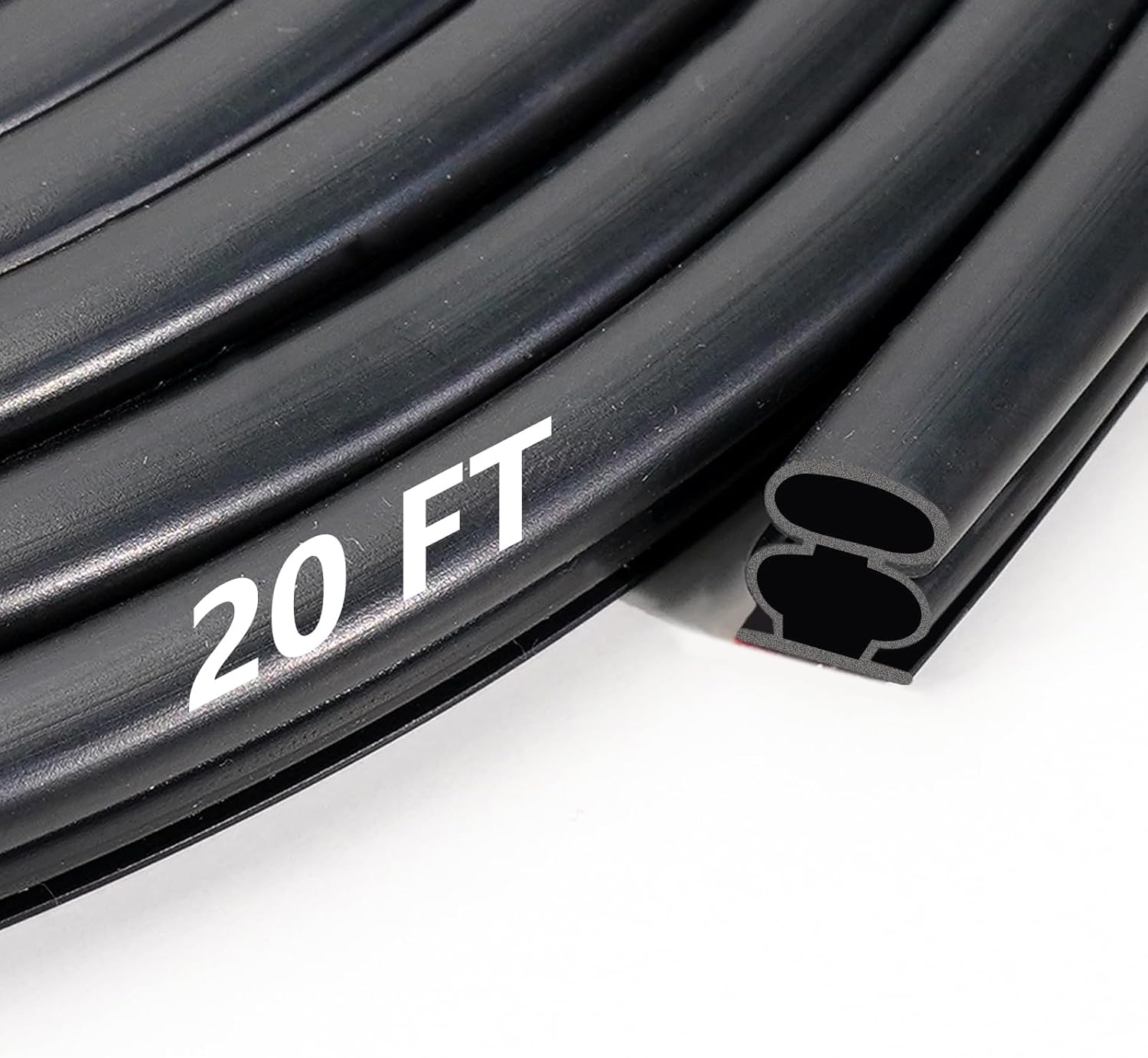 ZOWZOW 20FT Weather Stripping, Black Waterproof Rubber Seal Strip, Self ...