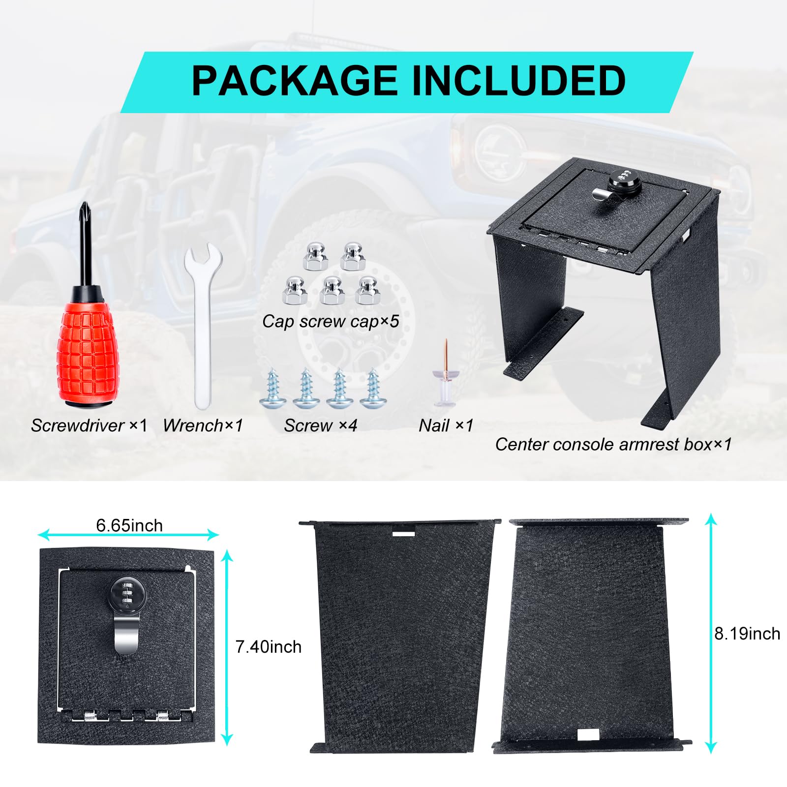 Snapklik.com : Stiueoav Center Console Safe Box - Organizer Safe Anti ...