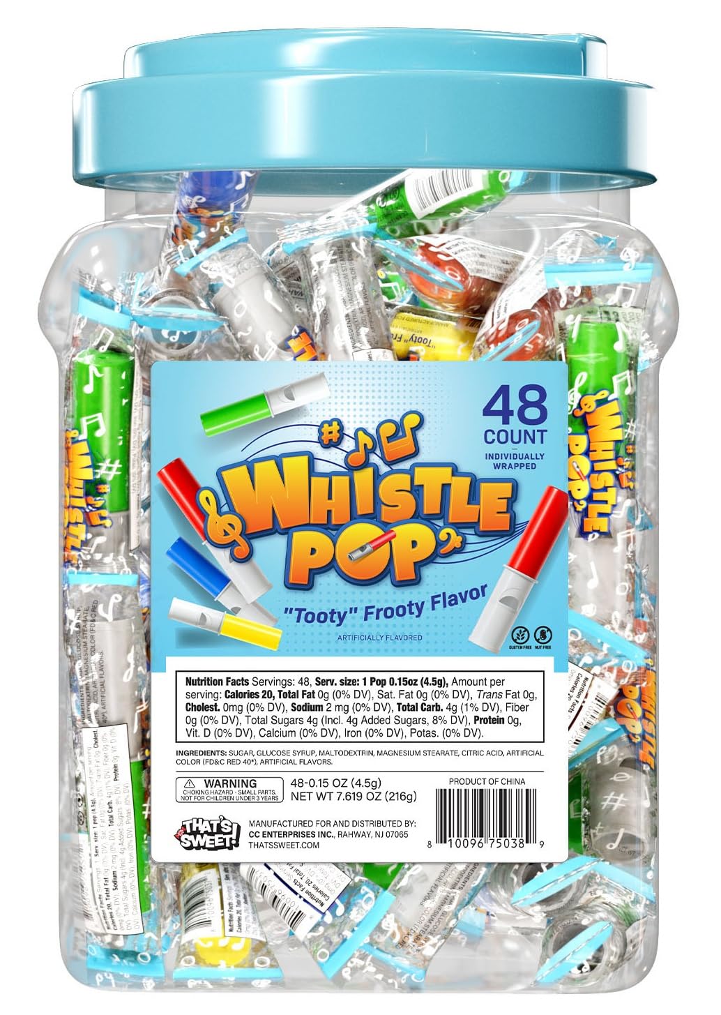 Amazon.com: THAT'S SWEET! Whistle Pop, Assorted Flavors, Whistle ...