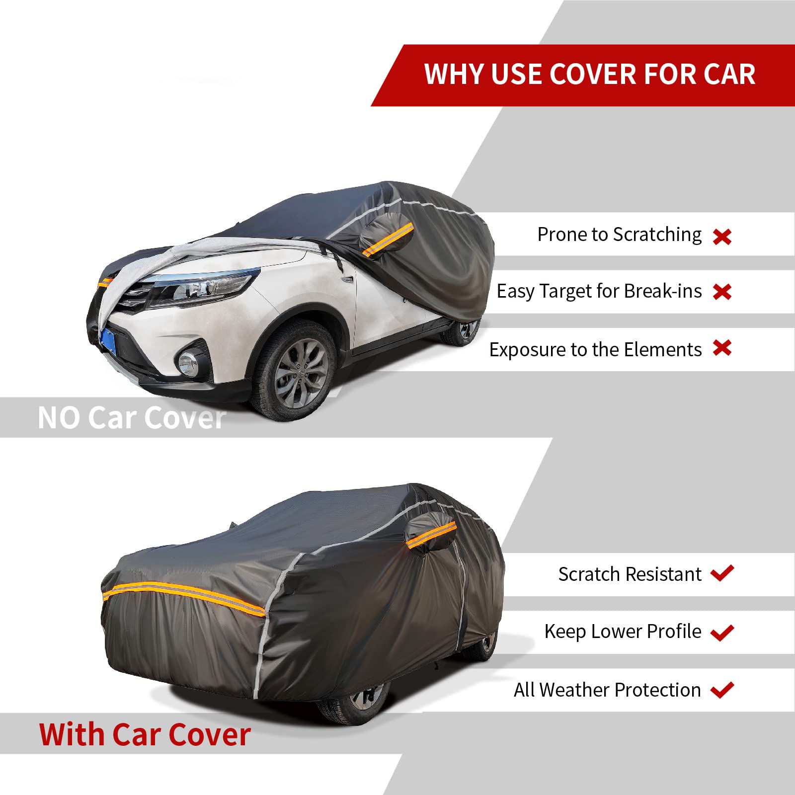 WMCHEYI SUV Car Cover Waterproof All Weather,Multi-Layer Anti-Scratch ...