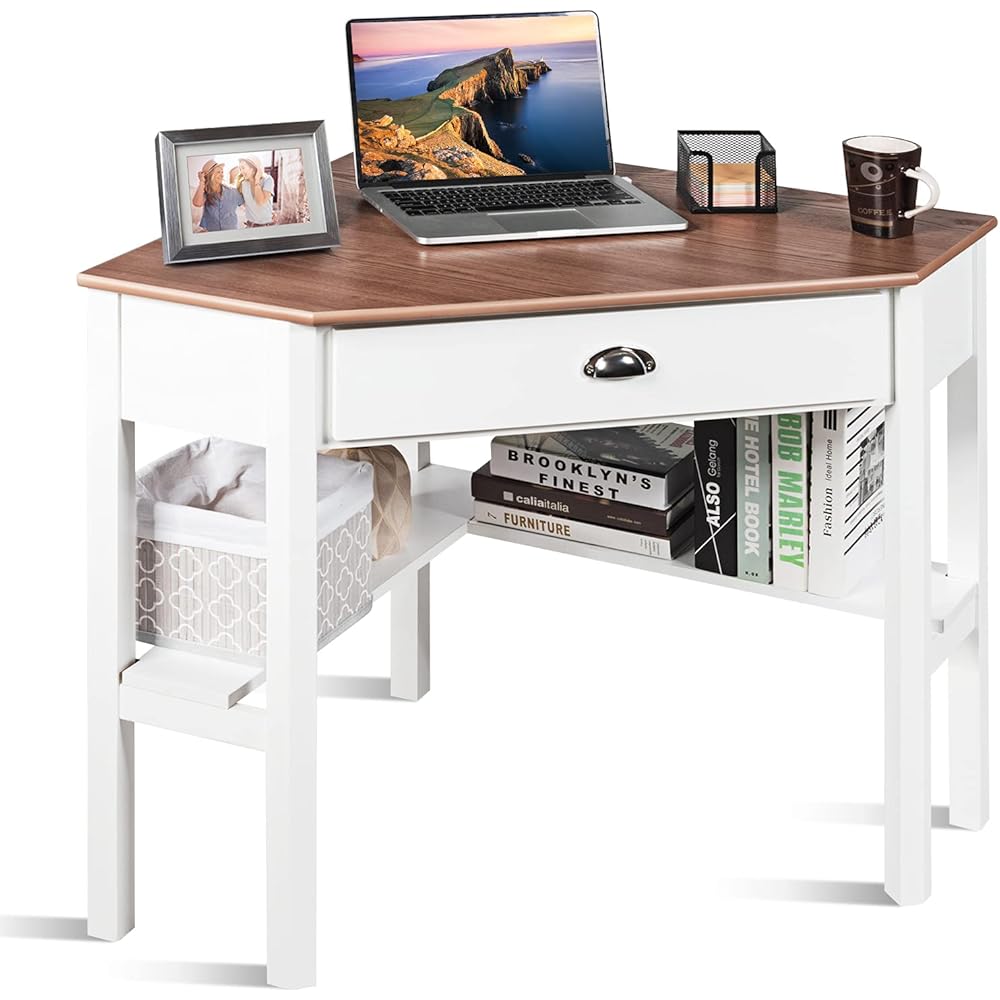 Amazon.com: LDAILY Corner Desk for Small Space, Compact Writing Table ...