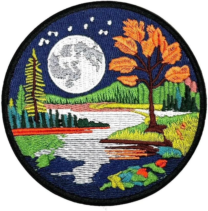 Amazon.com: 3.5" Night Moon Nature Iron On Patch | Tree River Nature ...