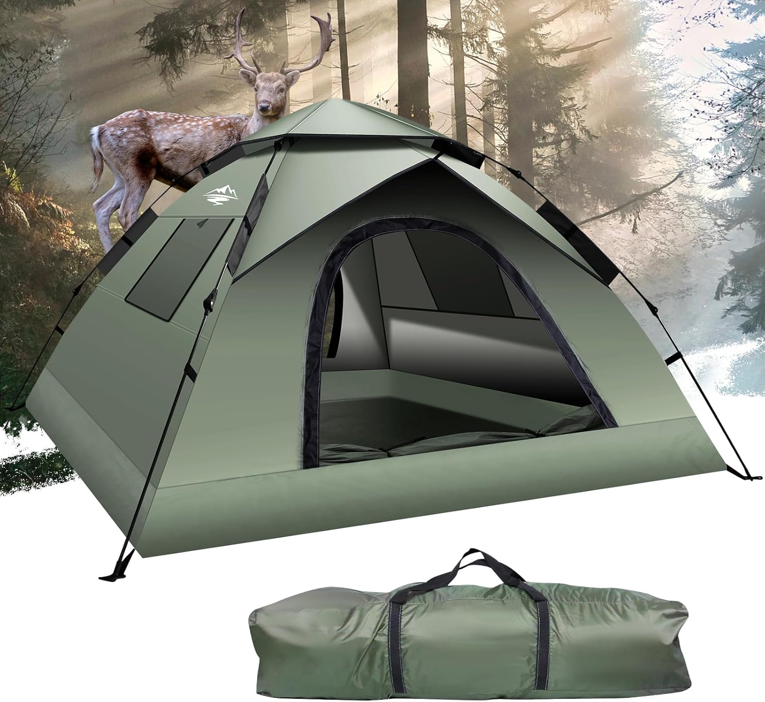 Instant Pop Up Tents for Camping, 2-3 Person Camping Tent Automatic 60s ...
