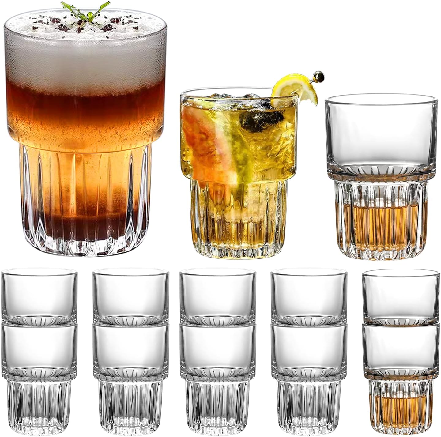 Amazon.com | QAPPDA 10 Ounce Drinking Glasses,Clear Water Glasses Set ...