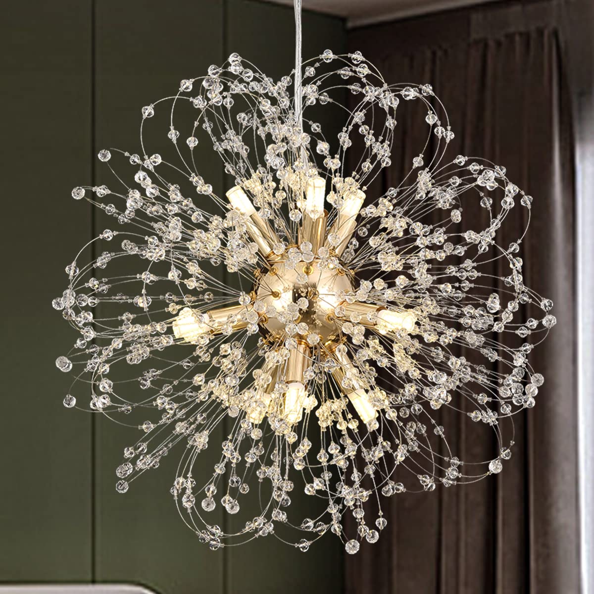 Lamparko Modern Sputnik Chandeliers for Dining Room, Gold Dandelion ...