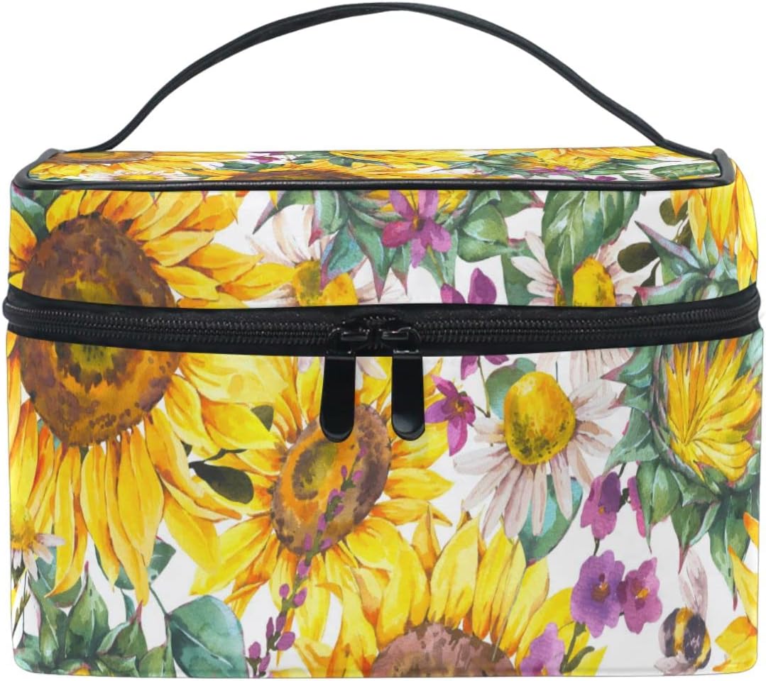 Amazon.com: ZOEO Makeup Train Case Sunflower Thanksgiving Korean ...