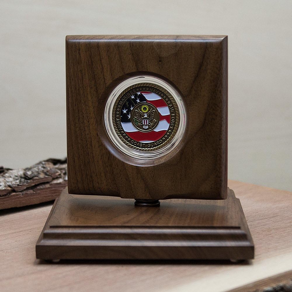 Amazon.com: Challenge Coin Rotating Display Case - Natural Black Walnut ...