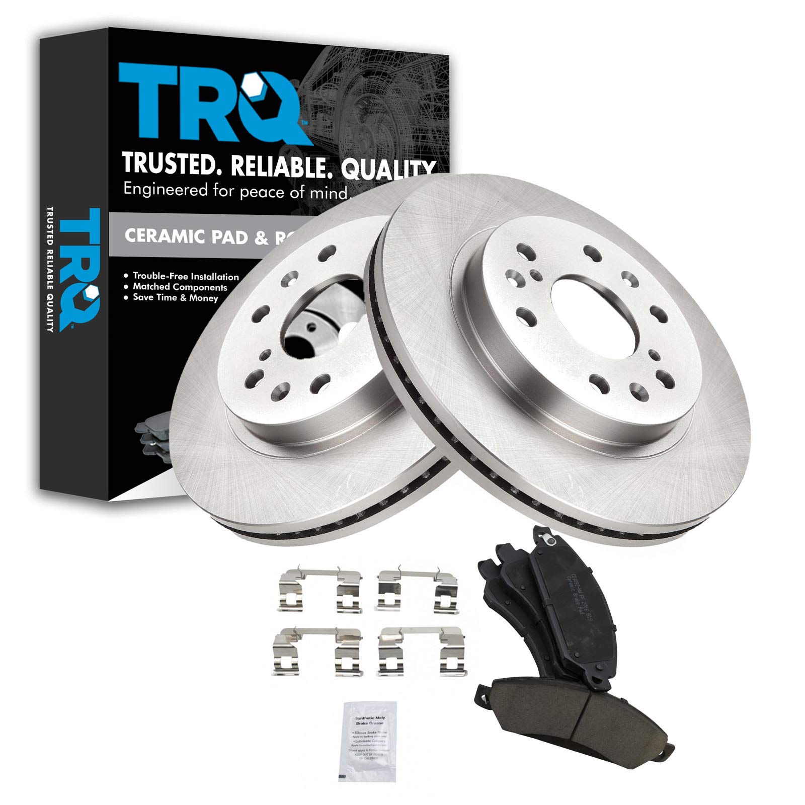 TRQ Front Premium Posi Ceramic Disc Brake Pads & Rotors Kit Compatible ...