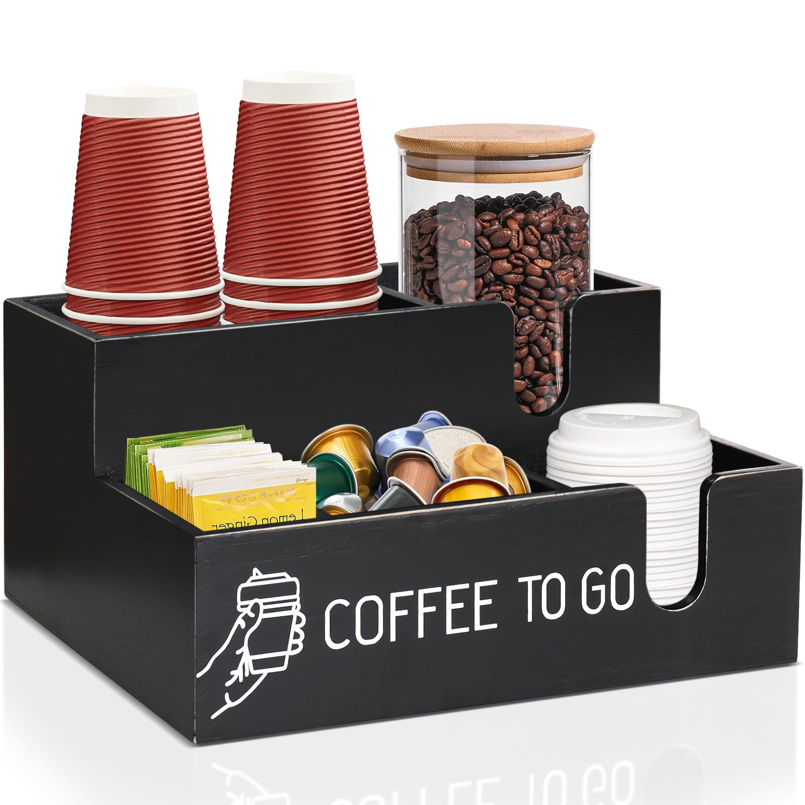 Amazon.com: ugiftt Coffee Bar Organizer Countertop Coffee Station ...