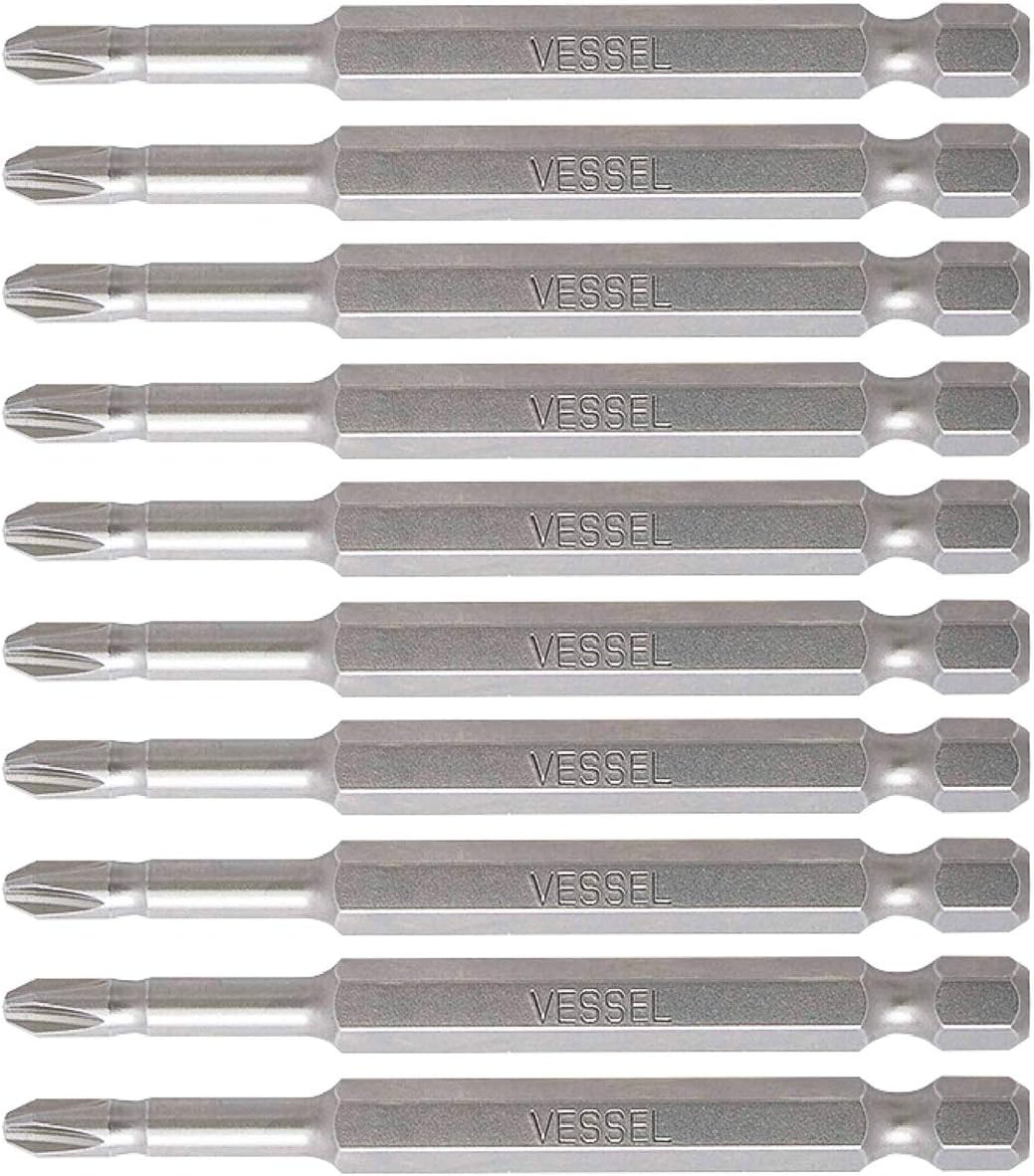 VESSEL Reduced Neck Torsion Power Bits PH2X75 10PC (Bulk) : Amazon.co ...