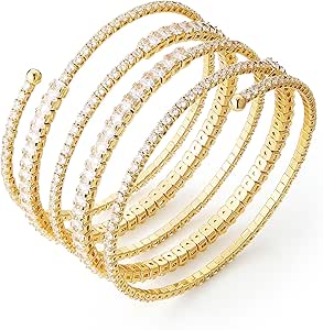 Amazon.com: HZMAN Crystal Rhinestone Cuff Bracelet for Women Dainty ...