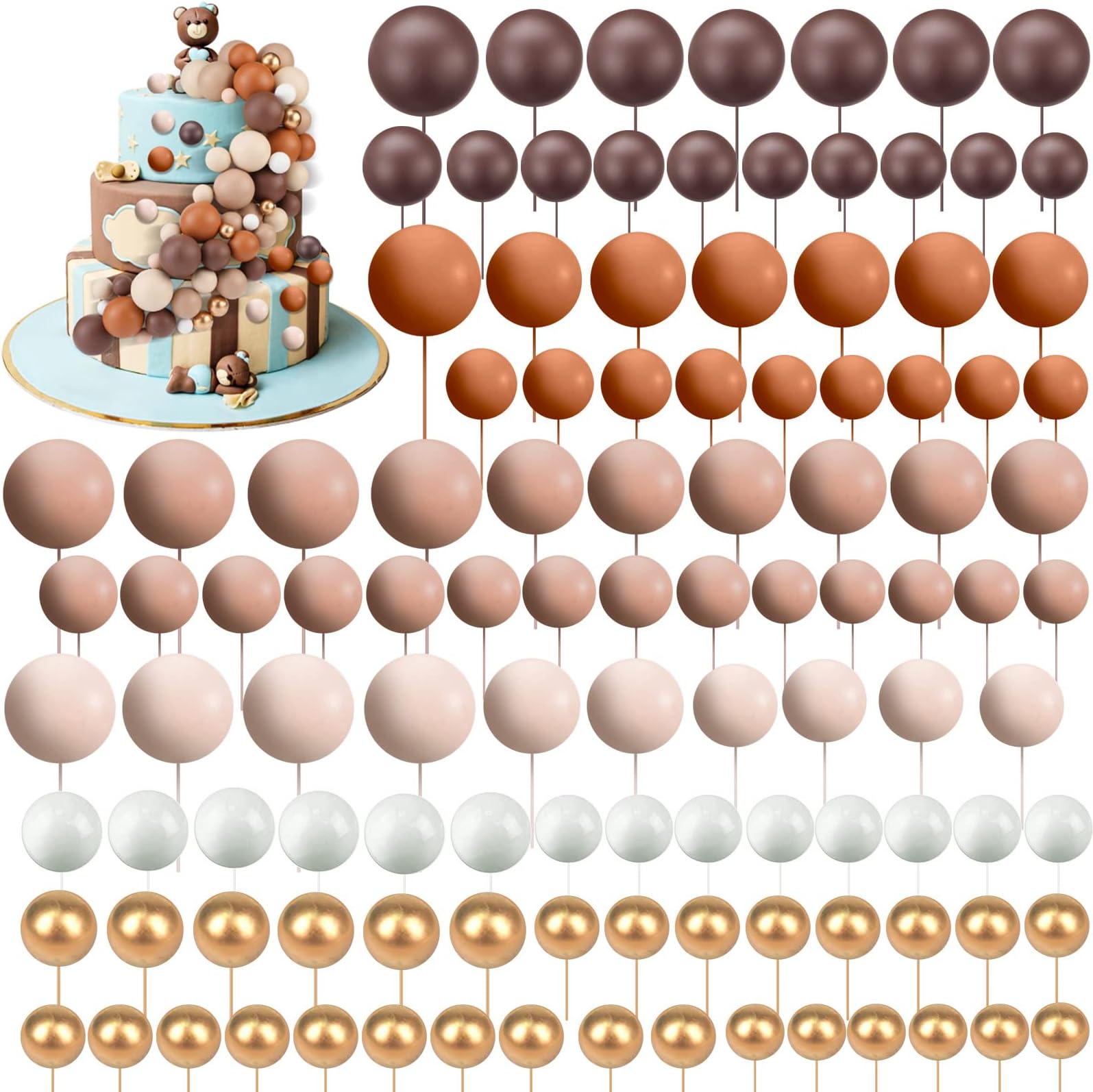 Amazon.com: Maitys 216 Pcs Balls Cake Topper Mini Foam Balloons Toppers ...