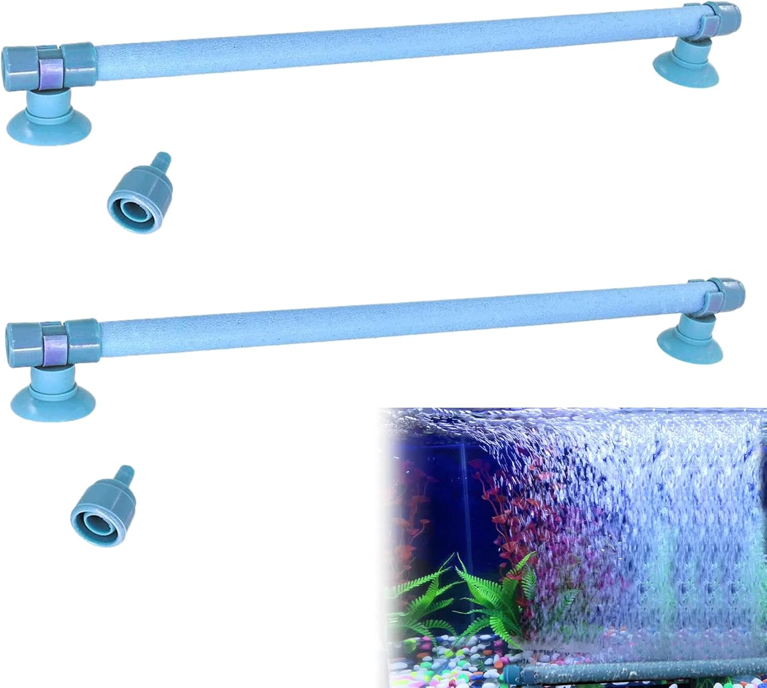 2 Pcs Aquarium Bubbler 10 inch Air Stone Increase Oxygen Blue Fish Tank ...