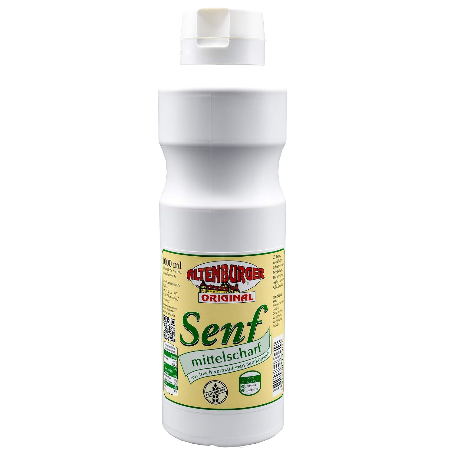 Mittelscharfer Senf, kalt vermahlen, 1 Liter Spritzflasche (Glutenfrei ...