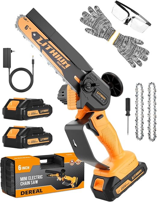 Amazon.com : 6 Inch Battery Powered Mini Chainsaw Cordless, 20V ...