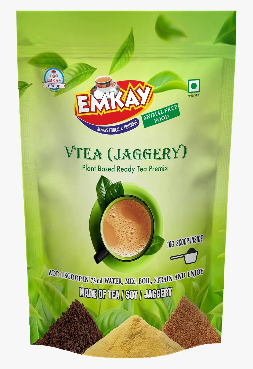 EMKAY VTEA (JAGGERY) 200 g | PLANT BASED READY TEA PREMIX | ADD WATER ...