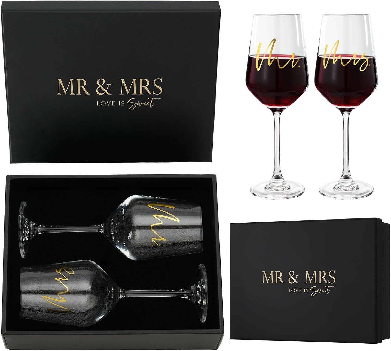 Amazon.com | AW BRIDAL Crystal Mr and Mrs Wine Glasses Set of 2 ...