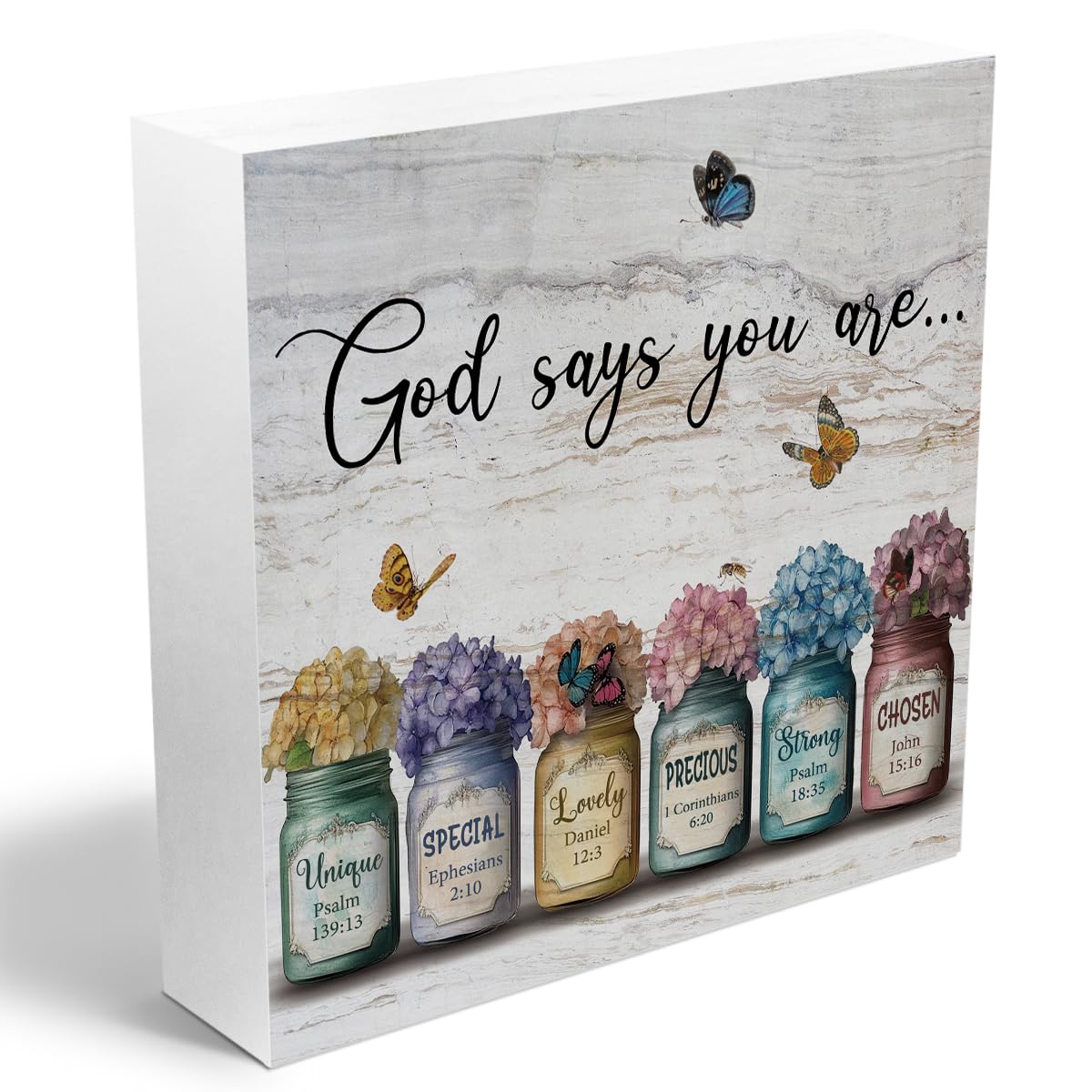 Amazon.com: Inspirational Bible Verse Wooden Box Sign, Christian Gifts ...