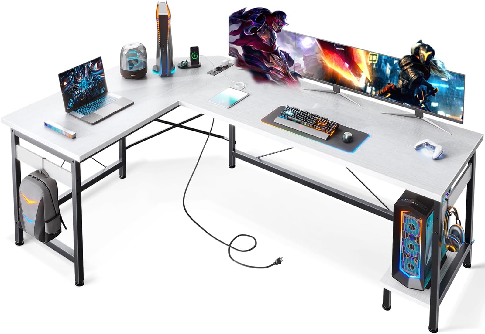 DAWOO Eckschreibtisch,L-förmiger Computertisch, Gaming-Computer ...