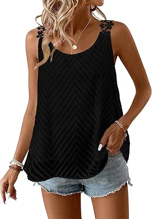 Falechay Womens Tank Tops Flowy Sleeveless Summer Boho Tank Top for ...