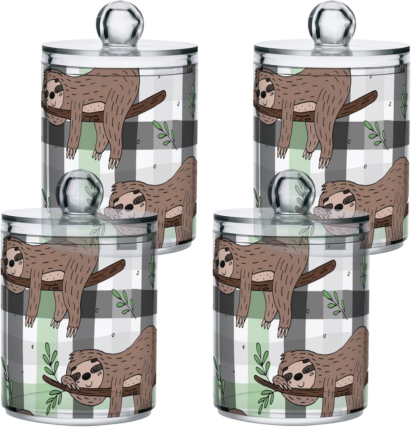 Cloths On Trees Plaid Checker Plastic Storage Jars with Lids Set of 4 ...