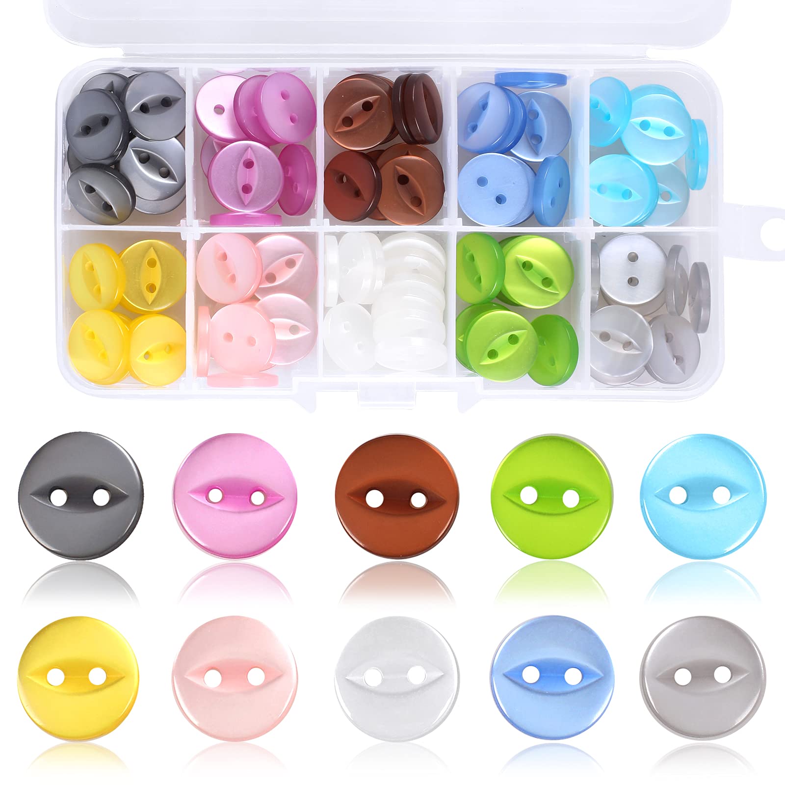 Baby Buttons,200 Pcs Round Fish Eye Buttons,2 Hole Baby Resin Buttons ...