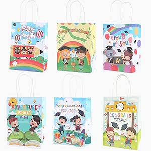 12Pcs Kids Graduation Paper Party Bags, Congratulations Paper Kids Bags ...