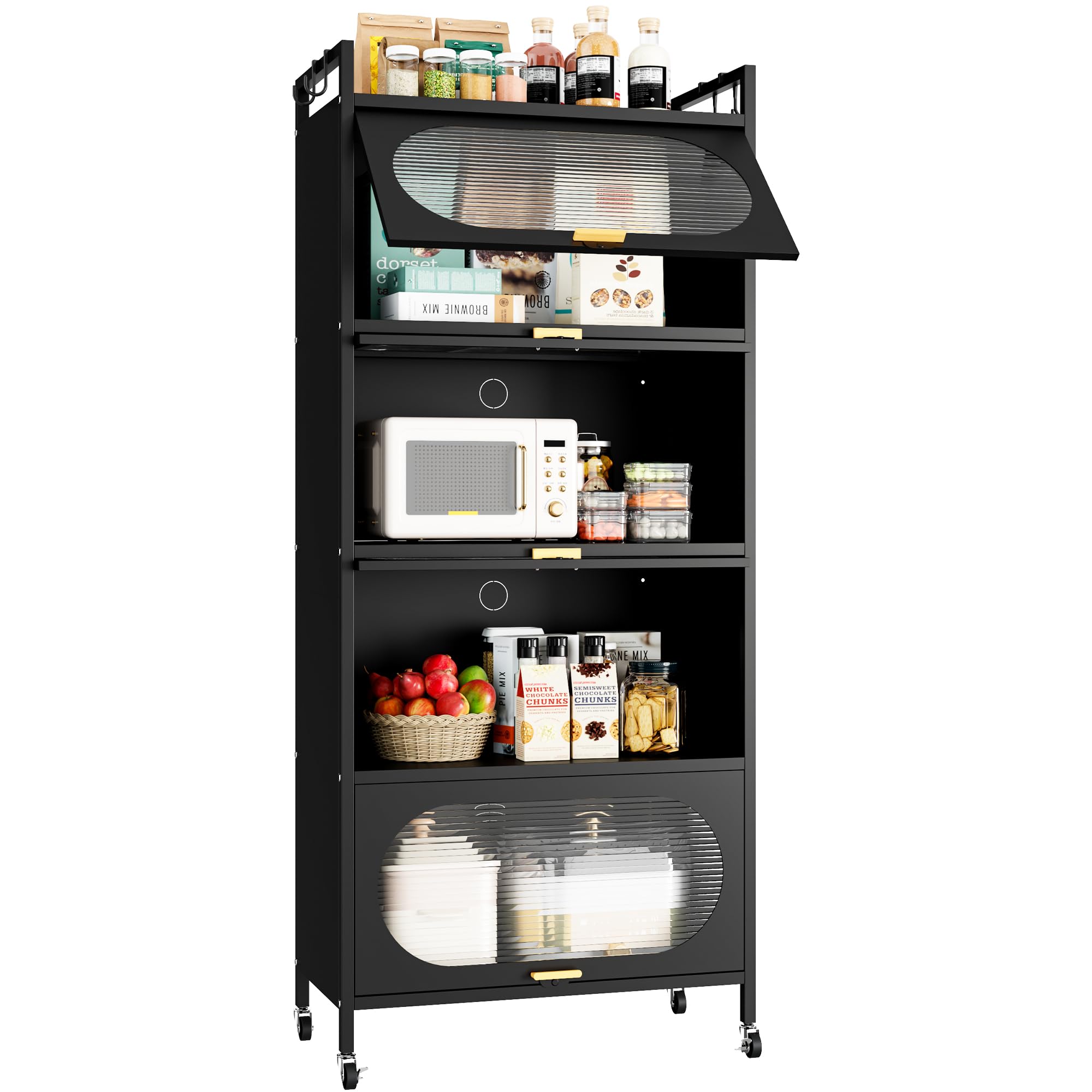 Amazon.com: ZLBRDS Kitchen Pantry Storage Cabinet with 4 Semi ...