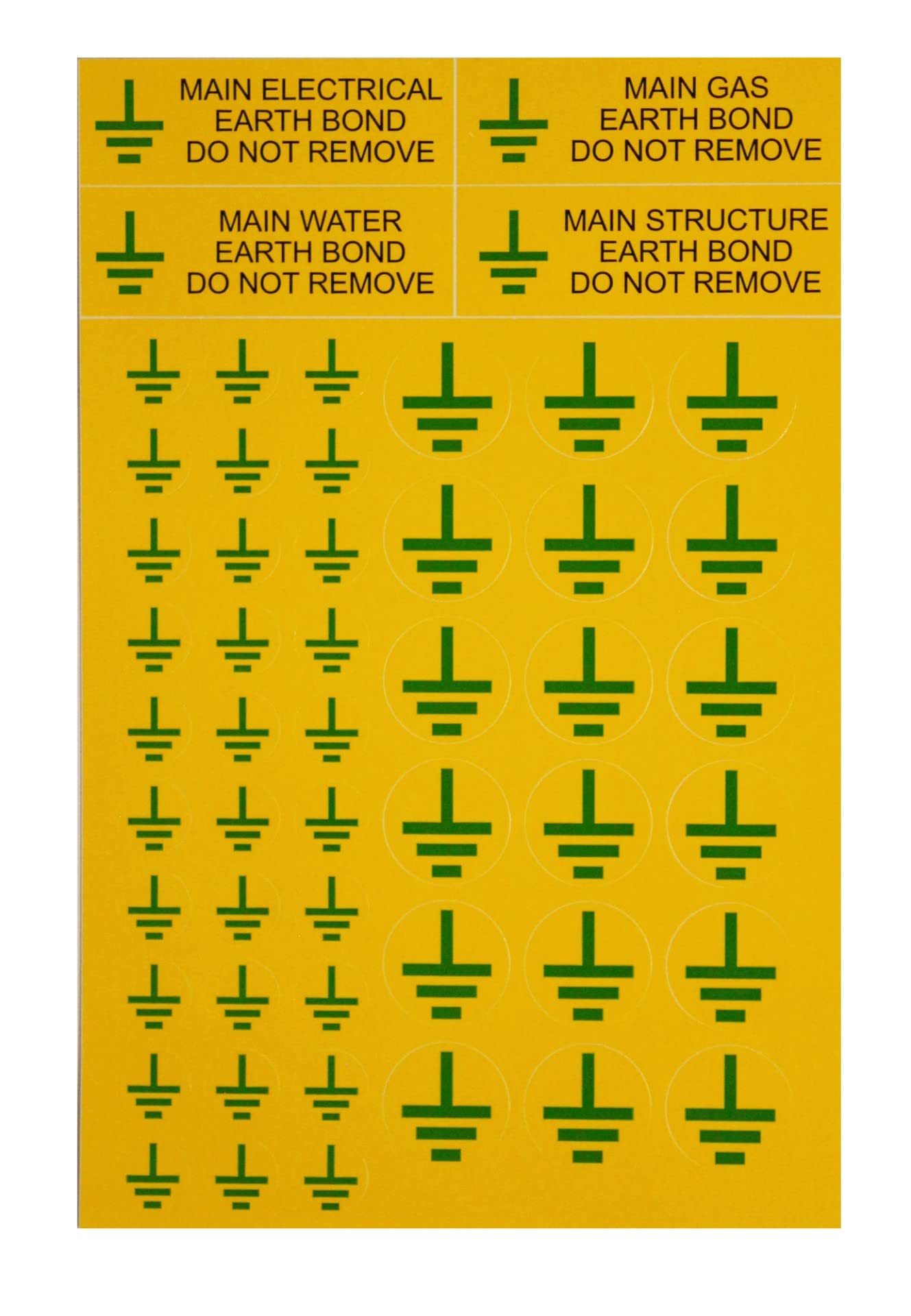 Warning Signs – Earth BONDING Labels/Symbols – S/A Vinyl – 5 Sheets ...