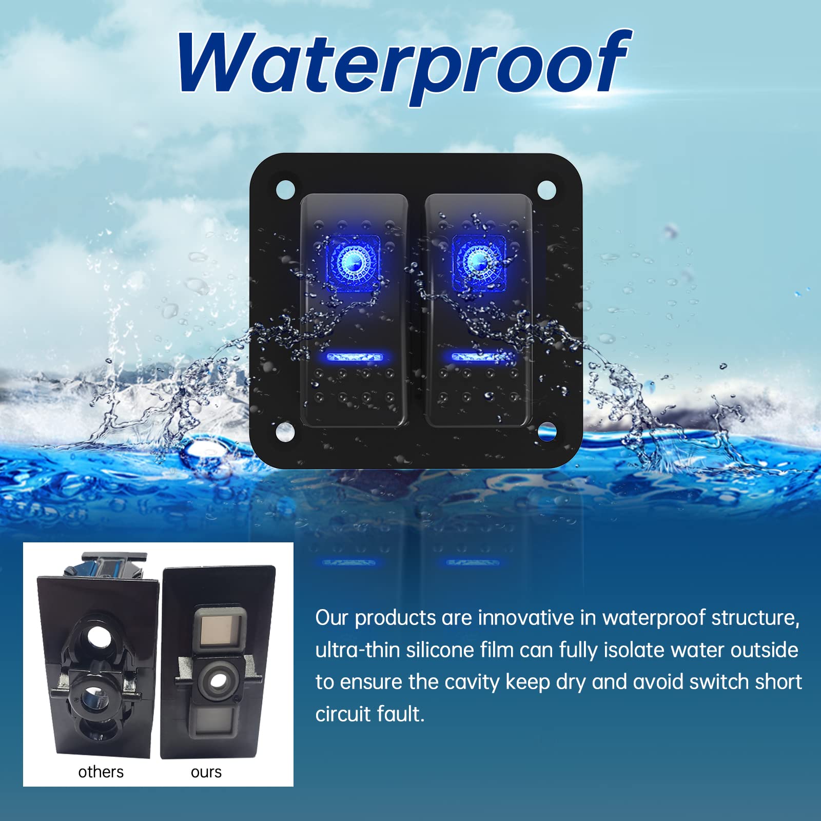 Snapklik.com : Switch Panel 2 Gang Aluminum Toggle Switch, Waterproof ...