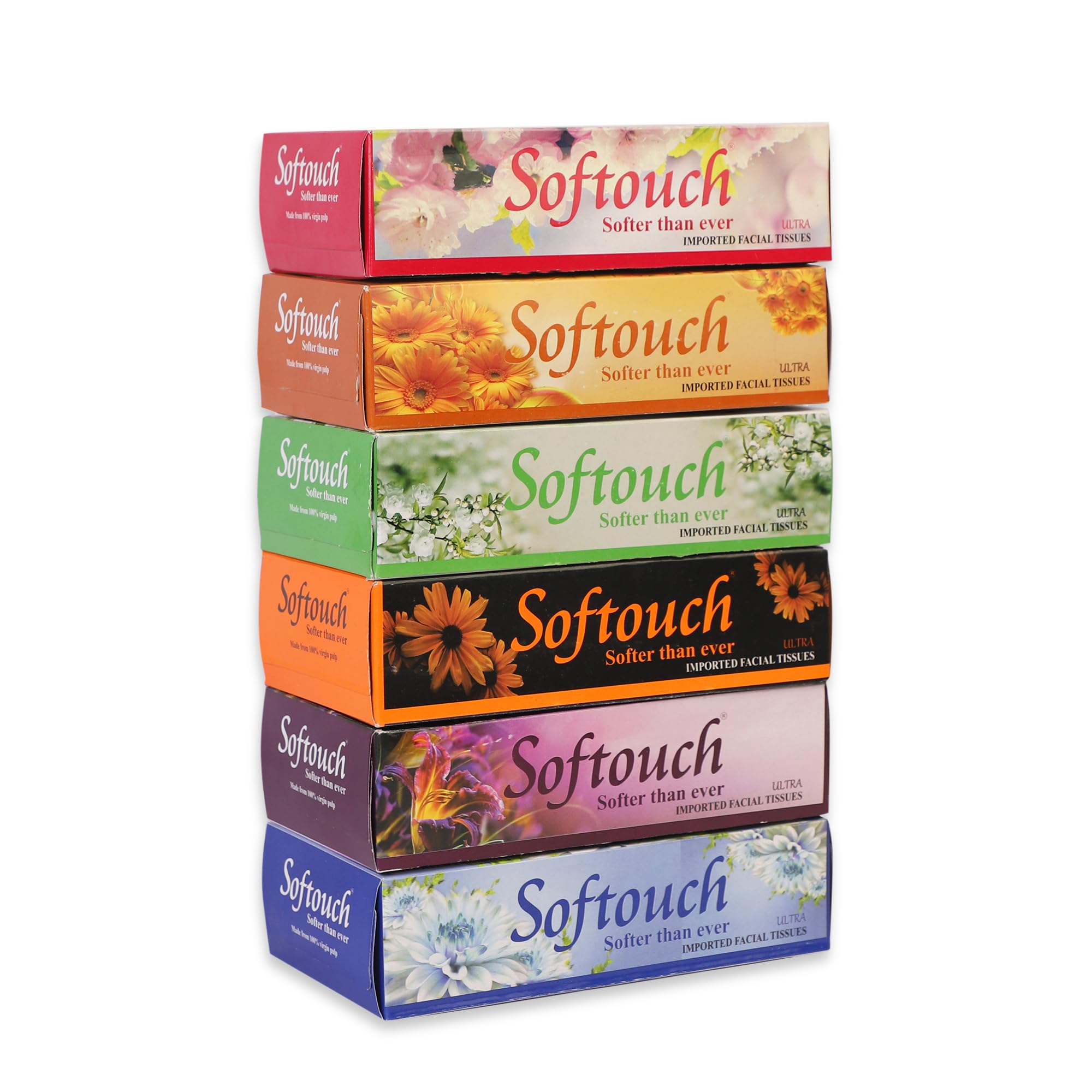 Softouch 2 Ply Face Tissue-100 Pulls Each Box (200 Sheets) Pack of 6 ...