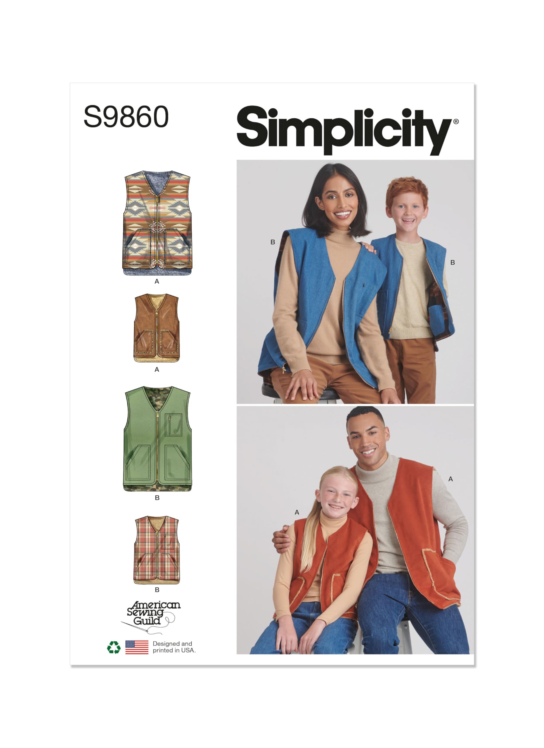 Amazon.com: Simplicity Children's, Teens' and Adults' Lined Vests ...