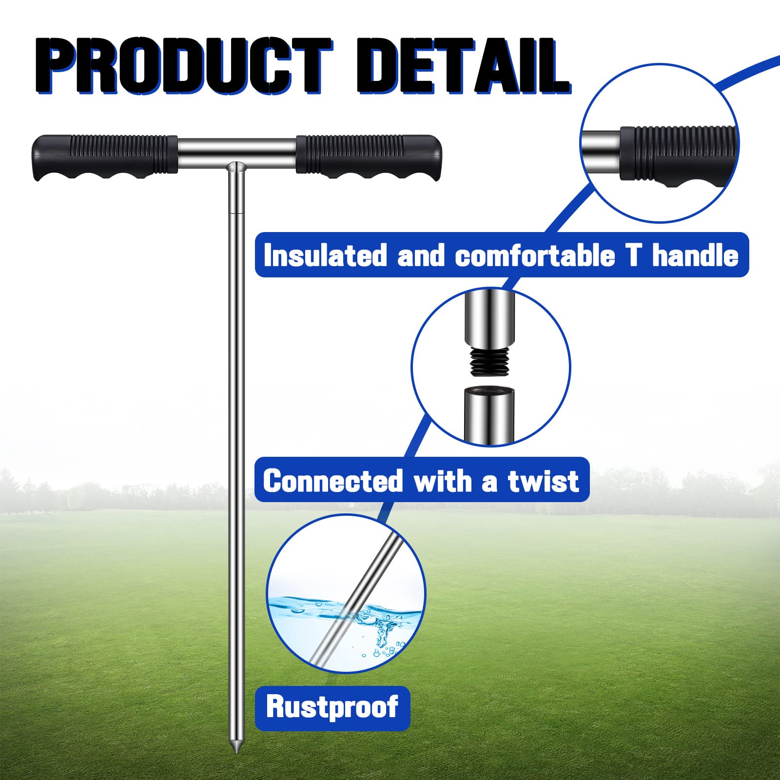 Snapklik.com : Kanayu Soil Probe Rod, 32-48 Inch Stainless Steel Septic ...
