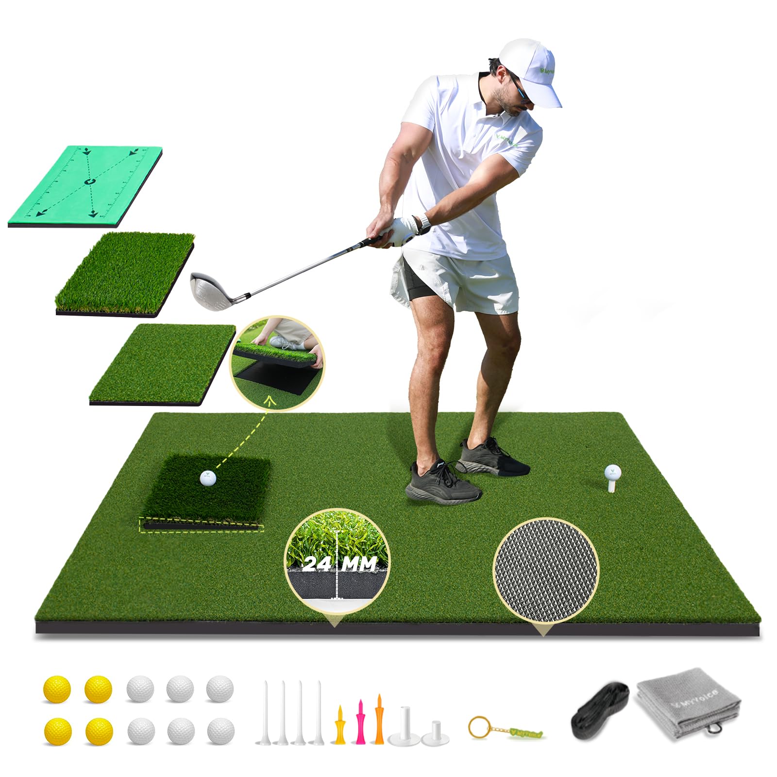 Snapklik.com : Golf Hitting Mat Set - 5x4 Ft, Interchangeable Inserts ...