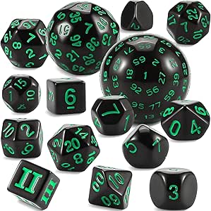 Amazon.com: CiaraQ DND Polyhedral Dice Set (15pcs) D4-D100 Game Dice ...